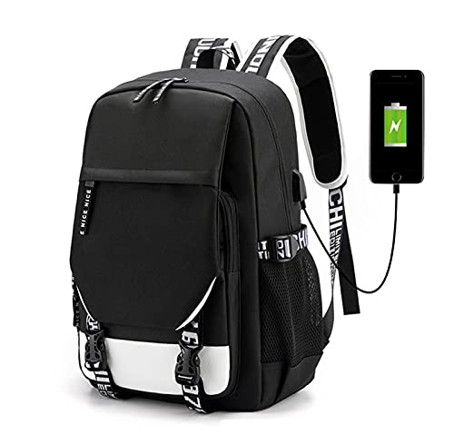 Jupkem Anime Helluva Boss Backpack Bag USB with Charging Port Student School Bag Laptop Cosplay for Boys Girls