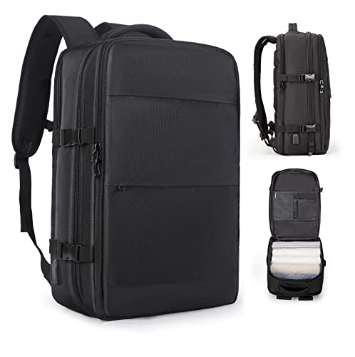 VECAVE Large Carry On Backpack for Women Men,Travel Backpack, Airline Approved Backpack Fit 17 Inch Laptop with USB Charging Port (Black)