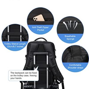 VECAVE Large Carry On Backpack for Women Men,Travel Backpack, Airline Approved Backpack Fit 17 Inch Laptop with USB Charging Port (Black)