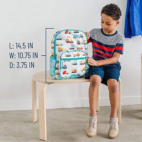 Wildkin Day2Day Backpack, Lunch Box Bag with Nap Mat Bundle (Modern Construction)