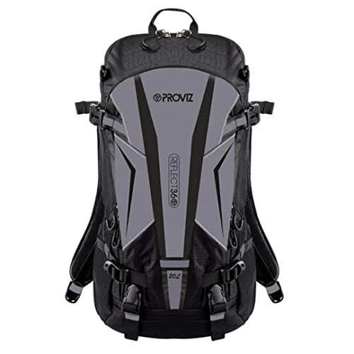 Proviz REFLECT360 Reflective Touring Backpack 20L, Multi-Use Sports Hi Viz Rucksack Bag Hi Visibility, Black