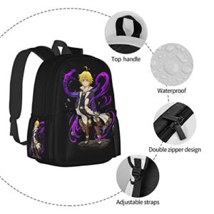 Seven Deadly Sins Backpack Boys Girls Bookbags Big Student Laptop Backpacks Outdoor Travel Backpack, Black