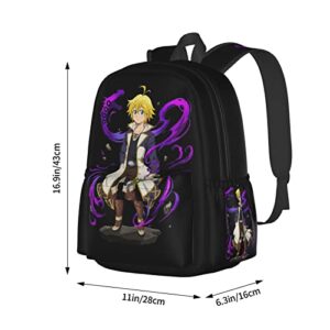 Seven Deadly Sins Backpack Boys Girls Bookbags Big Student Laptop Backpacks Outdoor Travel Backpack, Black