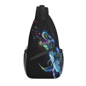 sling bag dinosaur galaxy t-rex hiking daypack crossbody shoulder backpack travel chest pack for men women