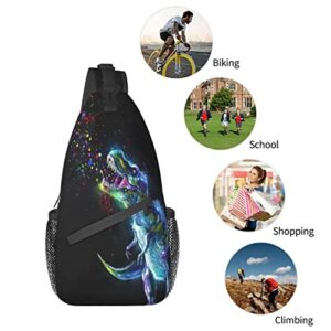 Sling Bag Dinosaur Galaxy T-rex Hiking Daypack Crossbody Shoulder Backpack Travel Chest Pack for Men Women