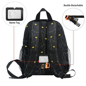 Fisyme Toddler Backpack Black Cats Pattern School Bag Kids Backpacks for Kindergarten Preschool Nursery Girls Boys, M