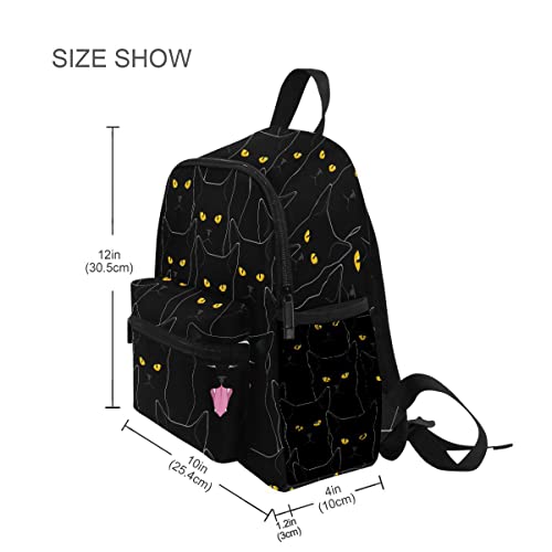 Fisyme Toddler Backpack Black Cats Pattern School Bag Kids Backpacks for Kindergarten Preschool Nursery Girls Boys, M