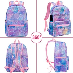 CAMTOP Mesh Backpack for Kids Girls Semi-Transparent See Through Sturdy School Bookbag Casual Daypack for Beach Swim Work Gym (Tie Dye Purple)