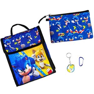 Sonic the Hedgehog 2 Movie Sonic Tails 16" Backpack w/Lunch Tote 5 Piece Set