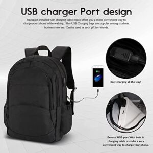 HAPPYEFARAL Backpack Travel Backpack .School Backpack with USB Charging Port. Fit 15.6 inches Laptop Bag. Business Backpack for Women men Black bookbag Casual Daypack