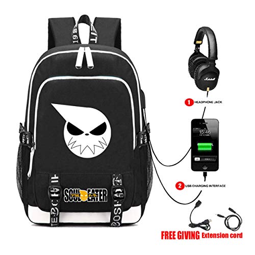 WANHONGYUE SOULEATER Anime Rucksack Schoolbag Laptop Backpack with USB Charging Port and Headphone Jack /5