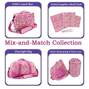 16 Inch Girl Girls School Travel Back Pack Bookbag Gift Set (Mom's Choice Award Winner!) | Features Padded Back and Adjustable Straps | Includes Spiral Notebook and 2 Pencils! (Playful Hearts)