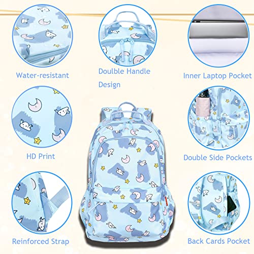 GOPHRALOVE School Backpack for Girls Lightweight Backpack for Middle School Girls with Large Space (Blue)