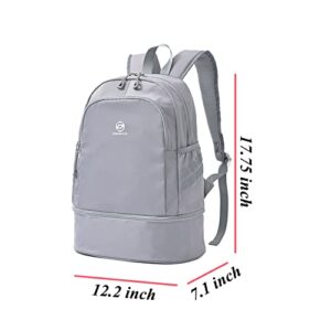 Women Sports Backpack Gym Bag with Shoe Compartment Wet Pocket Travel Backpacks Lightweight Water Resistant Workout Bag (9270-Grey)