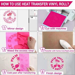 HTVRONT HTV Vinyl Pink Heat Transfer Vinyl Roll - 12in x10ft PU Vinyl HTV Iron on Vinyl Easy to Cut & Weed for Heat Vinyl Design (Hot Pink)