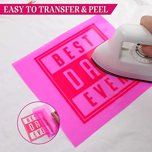 HTVRONT HTV Vinyl Pink Heat Transfer Vinyl Roll - 12in x10ft PU Vinyl HTV Iron on Vinyl Easy to Cut & Weed for Heat Vinyl Design (Hot Pink)