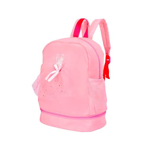 WUHBJJXY,20L, PREMIUM, MULTIFUNCTIONAL,DURABLE,Large Sized PINK KID Dance bag with Shoe Compartment and Wet and Dry separation features,Ballet bag,Dance backpack