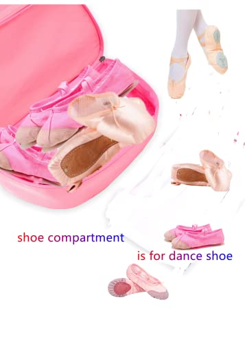 WUHBJJXY,20L, PREMIUM, MULTIFUNCTIONAL,DURABLE,Large Sized PINK KID Dance bag with Shoe Compartment and Wet and Dry separation features,Ballet bag,Dance backpack