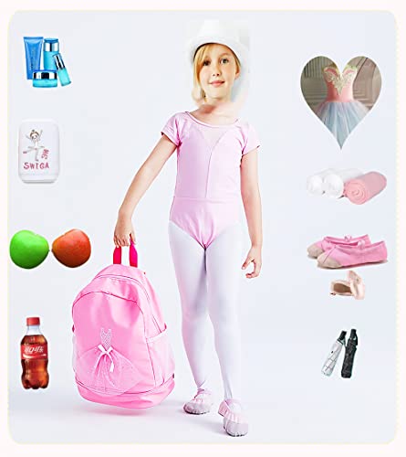 WUHBJJXY,20L, PREMIUM, MULTIFUNCTIONAL,DURABLE,Large Sized PINK KID Dance bag with Shoe Compartment and Wet and Dry separation features,Ballet bag,Dance backpack