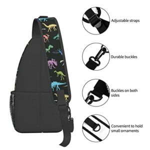 FBCAL Cute Dinosaurs Sling Bag Crossbody Backpack, Multipurpose Dino Sling Backpack Hiking Daypack Chest Bag