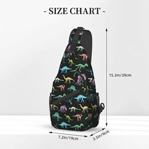 FBCAL Cute Dinosaurs Sling Bag Crossbody Backpack, Multipurpose Dino Sling Backpack Hiking Daypack Chest Bag