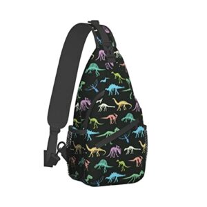 FBCAL Cute Dinosaurs Sling Bag Crossbody Backpack, Multipurpose Dino Sling Backpack Hiking Daypack Chest Bag