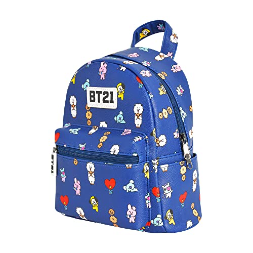 Concept One BT21 LINE FRIENDS Mini Backpack, Small Travel Bag for Men and Women, Blue