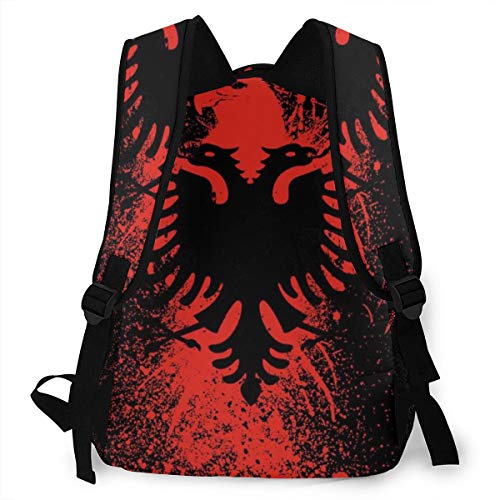 Red Black Albanian Flag Of Eagle Bird Rucksack With Side Pockets, Traveling & Camping Backpack Large Capacity School Shoulder Book Bags Multipurpose Anti-Theft Shoulder Bag