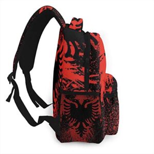 Red Black Albanian Flag Of Eagle Bird Rucksack With Side Pockets, Traveling & Camping Backpack Large Capacity School Shoulder Book Bags Multipurpose Anti-Theft Shoulder Bag