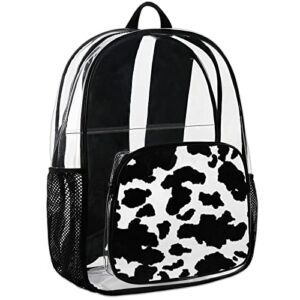 Clear Backpack Cow Print Clear Bag Heavy Duty PVC Mini Backpack Durable Clear Bookbags Transparent Backpack Clear Bags For School, Work, Security Clear Backpack For Women/Men/Girls