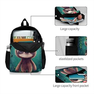 Cute Baby Sloth Tropical Flowers School Bag Travel Laptop Backpack Hiking Daypacks Large Capacity Shoulder Bag Briefcase Business Computer Backpack for Men Women Teens