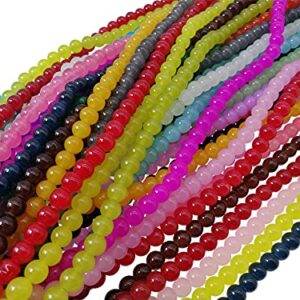 Pamir Tong 1000PCS 8mm Glass Round Beads Bulk， Imitative Jade Beads, Bracelet Loose Beads for Jewelry Making Earring, Necklaces, and DIY Crafts (8mm)