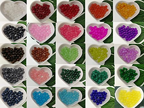 Pamir Tong 1000PCS 8mm Glass Round Beads Bulk， Imitative Jade Beads, Bracelet Loose Beads for Jewelry Making Earring, Necklaces, and DIY Crafts (8mm)