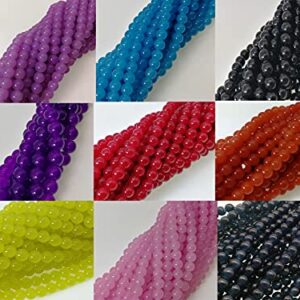 Pamir Tong 1000PCS 8mm Glass Round Beads Bulk， Imitative Jade Beads, Bracelet Loose Beads for Jewelry Making Earring, Necklaces, and DIY Crafts (8mm)