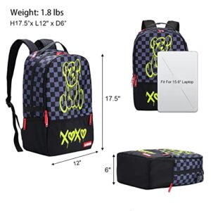 UNIKER Laptop Backpack with USB Port,Graffiti Backpack for Work,Space School Backpack,Designer Laptop Backpack for 15.6 Inch (Black Bear)