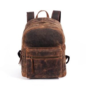 komalc leather backpack purse rucksack laptop bag for women & men travel school college hiking travel shoulder camping bag