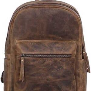 KomalC Leather backpack purse rucksack laptop bag for women & men travel school college hiking travel shoulder camping bag