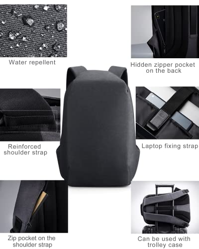 WINKING Laptop Backpack for Men Women - Laptop Backpack 15.6" Anti Theft Slim Business Backpack With USB Charging Port, Durable College School Backpack For Traveling, Hiking, Commuting, Black