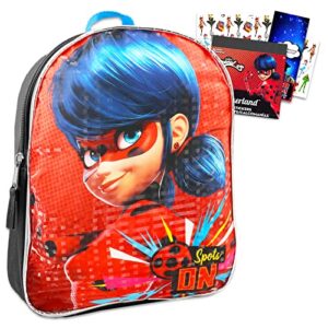 zagtoon miraculous ladybug school supplies set for girls – bundle with 11” miraculous ladybug mini backpack with miraculous ladybug stickers & more (miraculous ladybug travel bag)