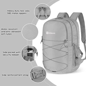 ZOMAKE Packable Backpack 35L:Lightweight Hiking Backpacks - Foldable Water Resistant Back Pack Travel Day Pack for Camping Outdoor Hiking (Medium grey)