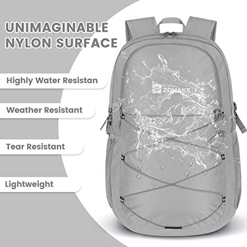 ZOMAKE Packable Backpack 35L:Lightweight Hiking Backpacks - Foldable Water Resistant Back Pack Travel Day Pack for Camping Outdoor Hiking (Medium grey)