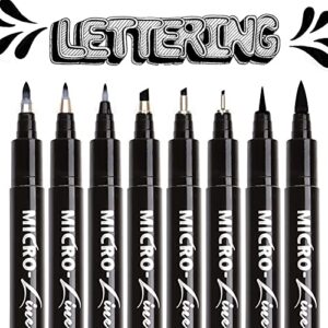 dainayw calligraphy brush pen, hand lettering pens, 8 size black markers set for artist sketch, technical, beginners writing, art drawings, signature, water color illustrations, journaling