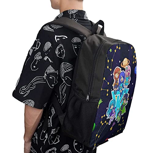 Ogvxcja Anime Cartoon Game Laptop Backpack 17 Inch Bag Waterproof 3D Printed Kawaii Casual Bags Work Bag Travel Backpacks for Men Women (A1)