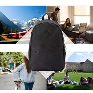 Laptop School Backpack for Teens Girls Boys Travel Waterproof Work Backpacks Notebook College BookBag with USB Charging Port 15.6 Inch Stylish Black Casual Daypack for Women Men, Medium