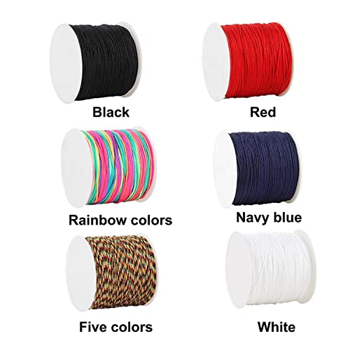 Nylon Cord for Bracelets, 6 Rolls 888 Feet 0.8 mm Beading String Cord for Kumihimo, Blinds String, Braided Bracelets, Chinese Knot, Wind Chime, Jewelry Making