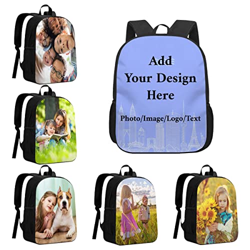 MANTOU Custom Backpack Personalized Photo Logo Name Travel Knapsack Customized Dayback School Bag Gift for Boys Girls 10.2''x4''x13''(LxWxH)