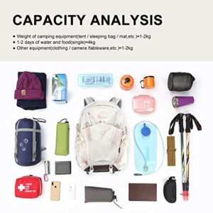 MOUNTAINTOP 35L Hiking Backpack for Women Outdoor Backpack with Rain Cover for Camping, Cycling and Traveling, Ivory