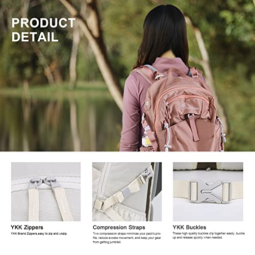 MOUNTAINTOP 35L Hiking Backpack for Women Outdoor Backpack with Rain Cover for Camping, Cycling and Traveling, Ivory