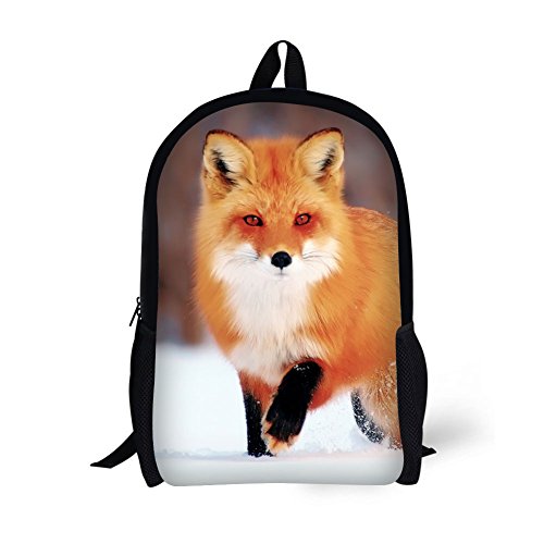 Backpack, Animal 3D Fox Pattern for Age 6-15 Years Old Kids Boys Girls