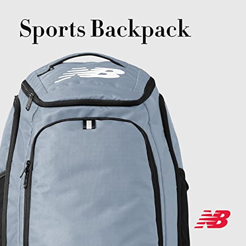 New Balance Sports Backpack, Team Travel Gym Bag for Men and Women, Grey, One Size